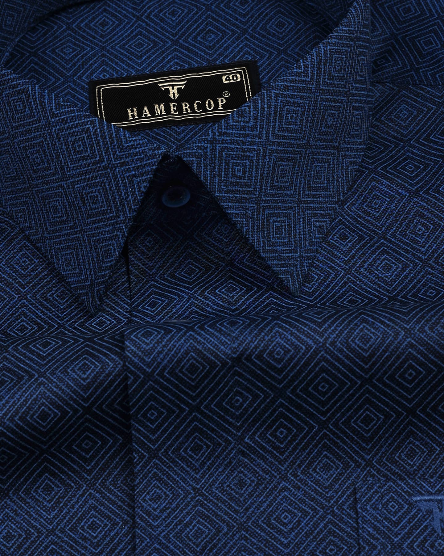 Kingston Blue Multi Square Box Printed Cotton Shirt – hamercopglobal
