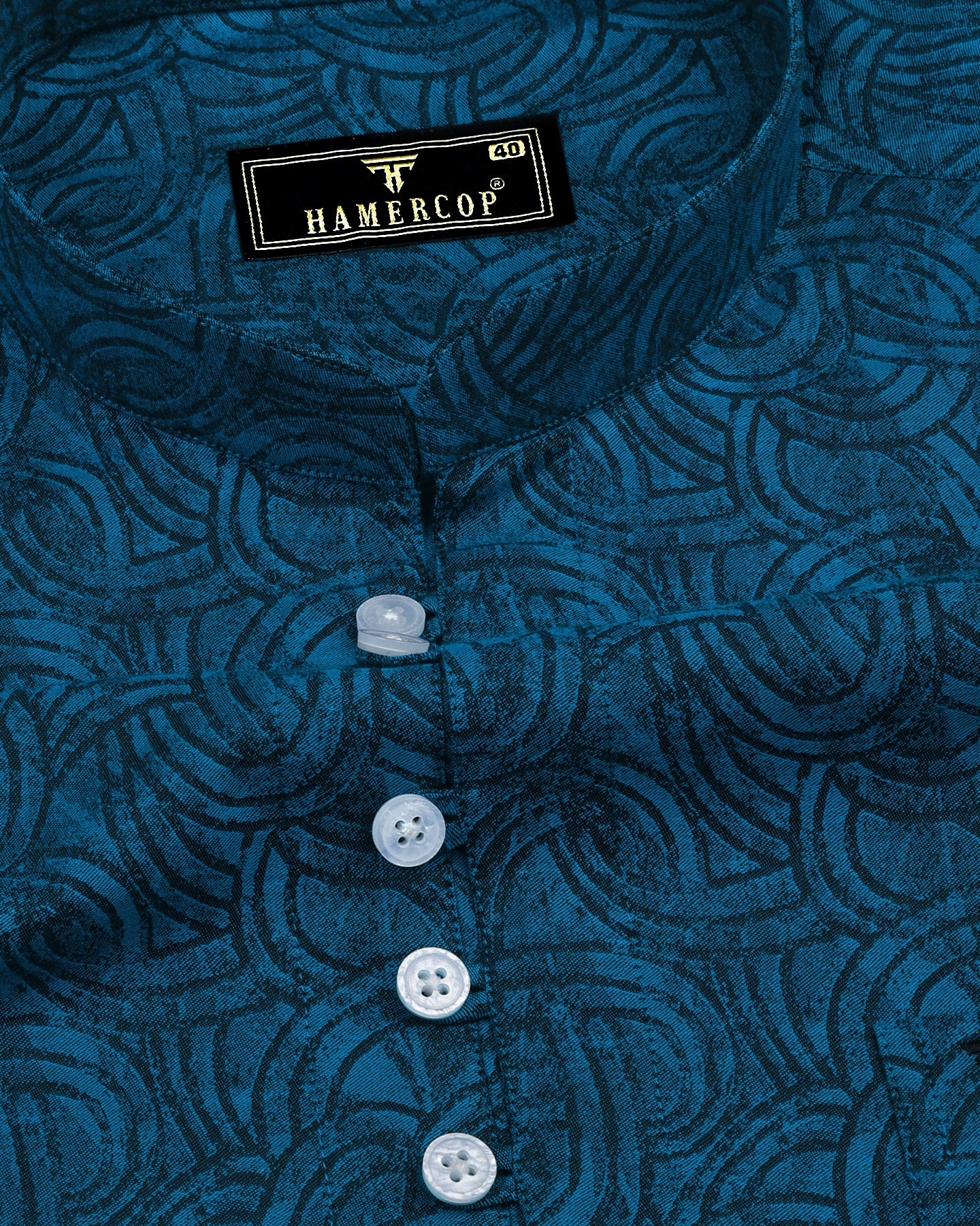 Delft Blue Jacquard Textured Cotton Shirt Style Kurta – hamercopglobal