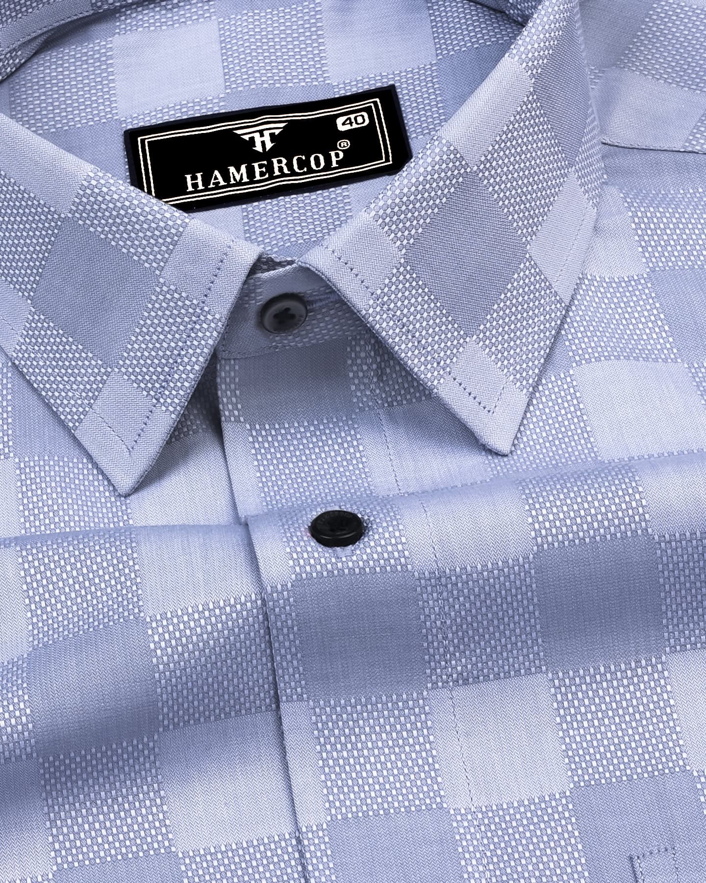Shell Gray Dobby Check Premium Giza Shirt – hamercopglobal