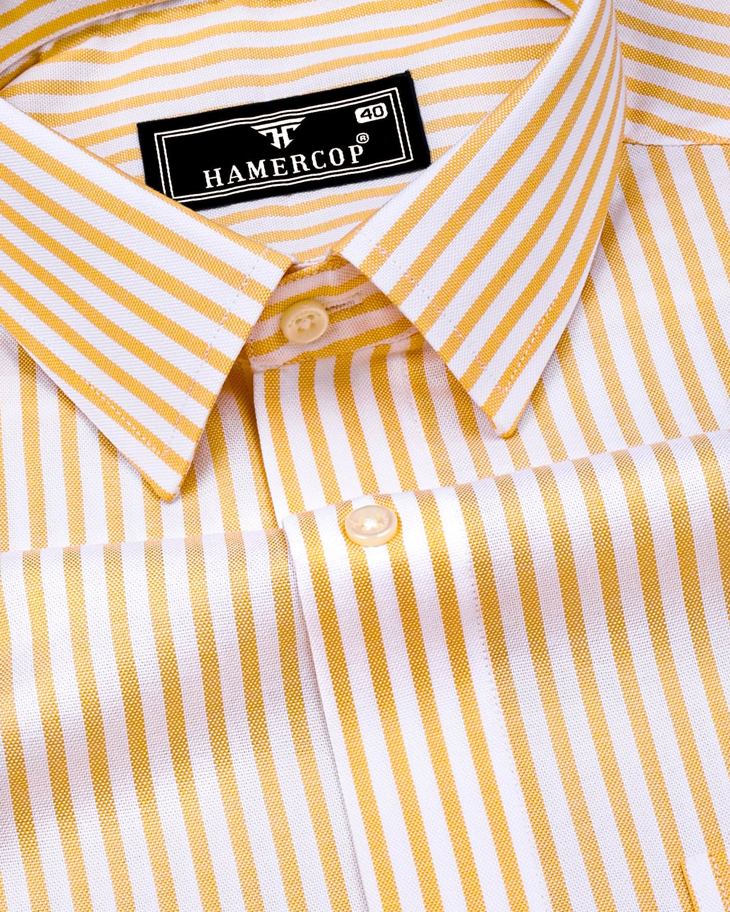 Bordon Yellow With White Stripe Oxford Cotton Shirt – hamercopglobal