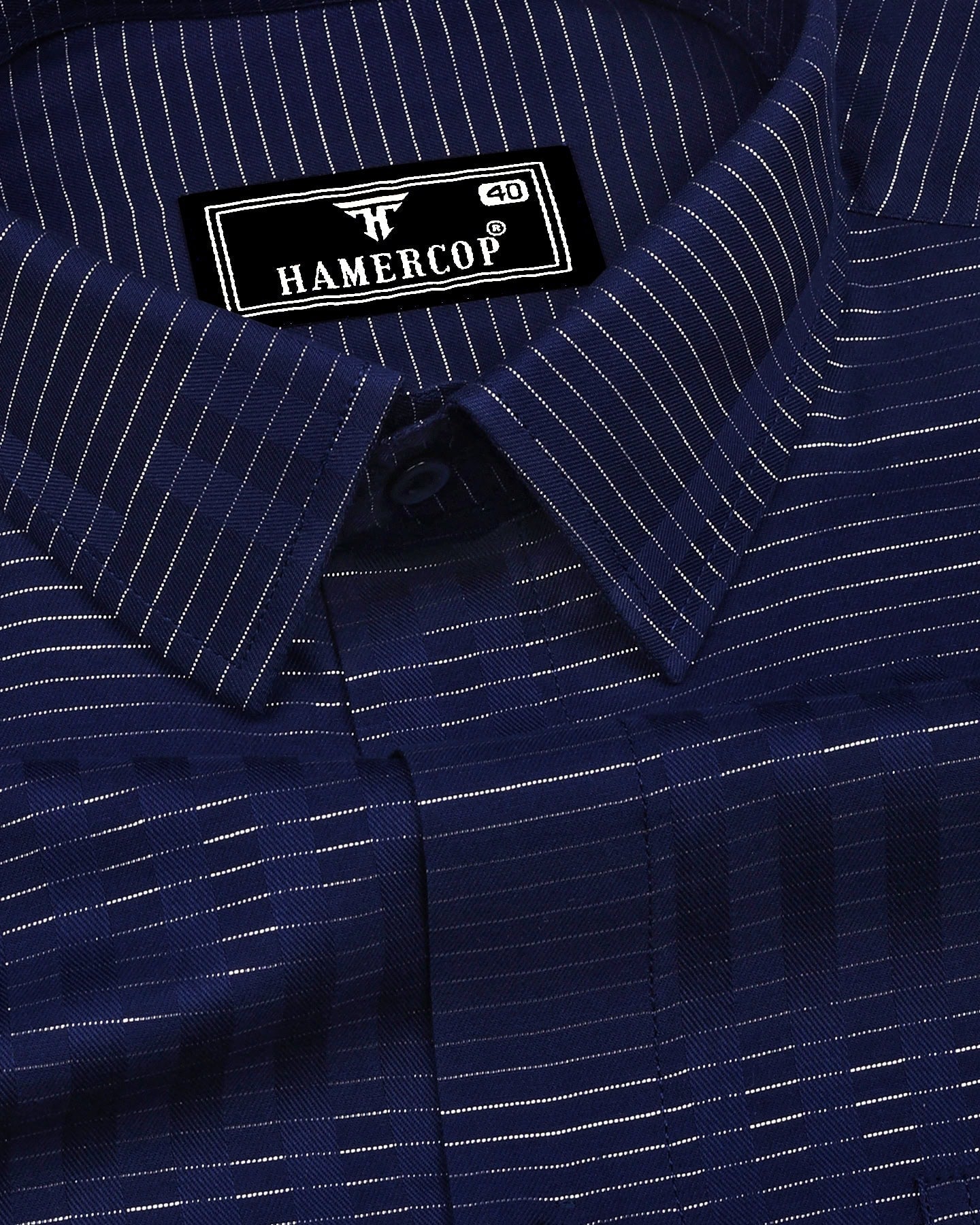 Blue With Silver Dobby Gamming Wrex Weft Stripe Cotton Shirt ...