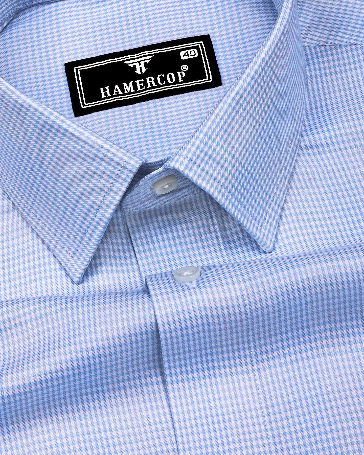 Antimony Blue Houndstooth Giza Cotton Shirt – Premium Formal Wear ...