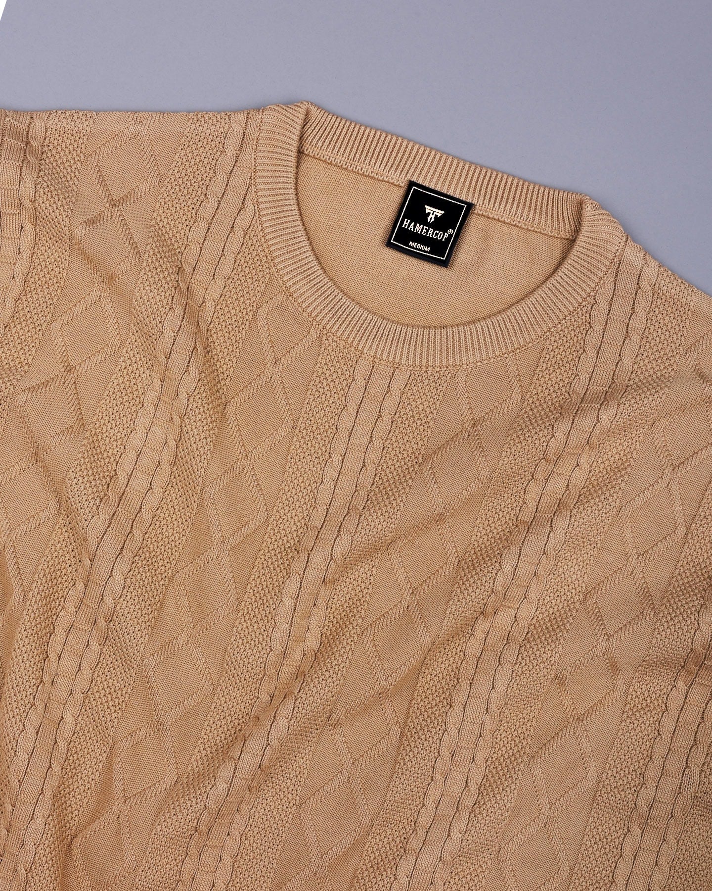 Triton Camel Cream Knitted Cotton T-Shirt – hamercopglobal