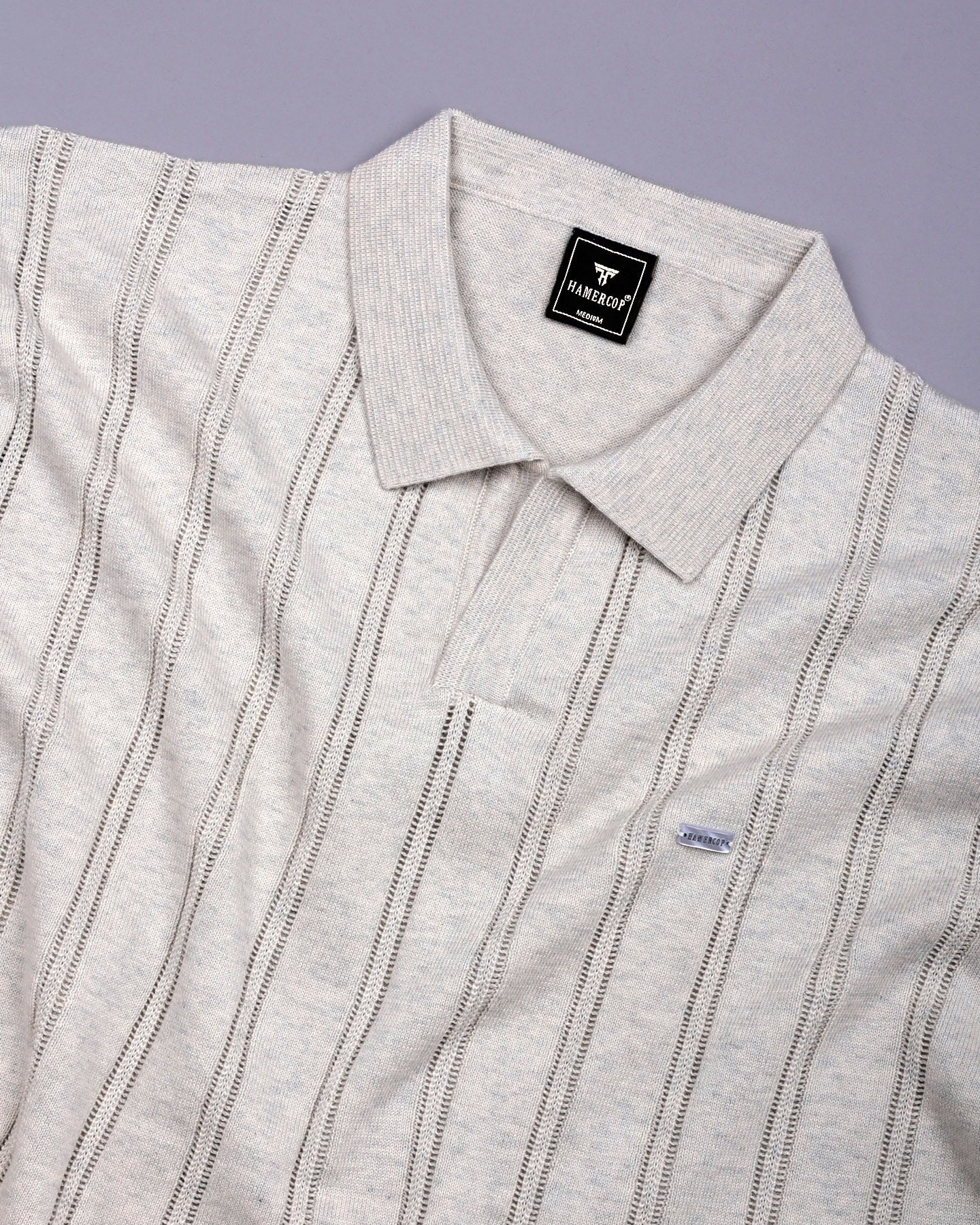Syntax Ivory Cream Knitted Melange Cotton Polo T-Shirt – hamercopglobal