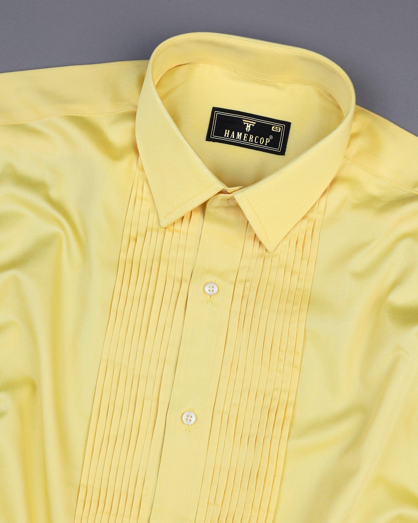 Lemon Yellow Soft Touch Satin Designer Tuxedo Shirt – hamercopglobal