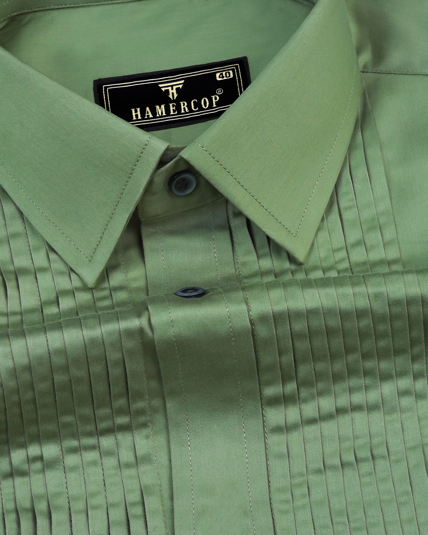 Fern Green Soft Touch Satin Designer Tuxedo Shirt – hamercopglobal