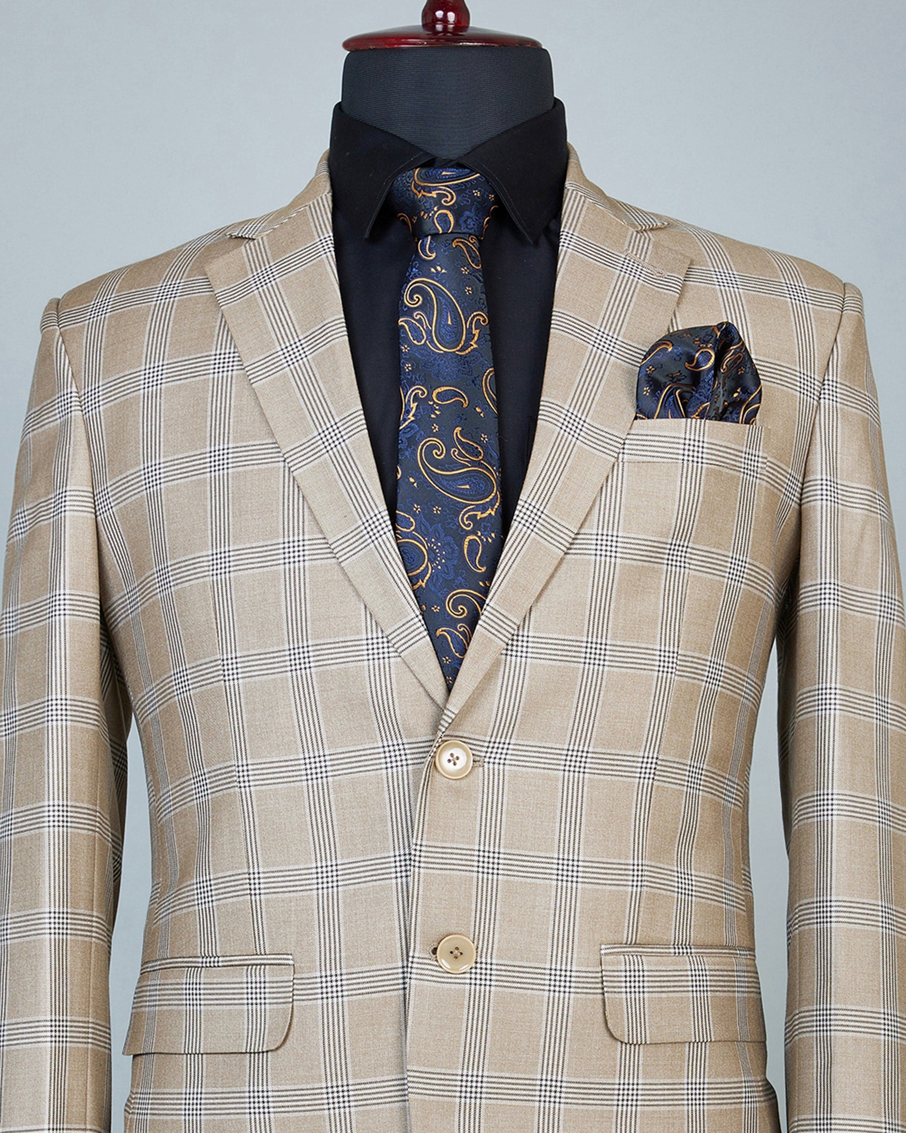 Brownish Grey Windowpane Check Single Breasted Blazer – hamercopglobal
